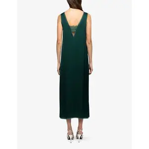 Zadig&Voltaire Renzo V-neck Satin Maxi Dress - Rain Forest
