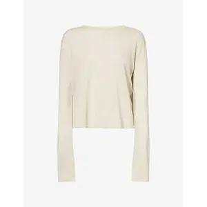 AYA MUSE Nira Semi-sheer Linen-blend Top - Sage Gray