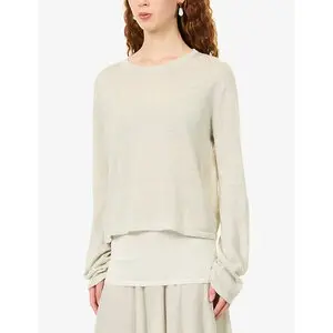 AYA MUSE Nira Semi-sheer Linen-blend Top