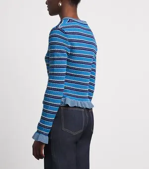 GANNI Cotton Stripe Cropped Cardigan