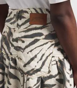 GANNI Zebra Denim Midi Skirt
