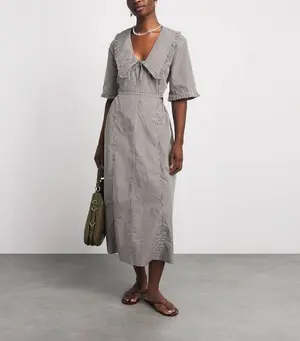 GANNI Cotton Gingham Midi Dress