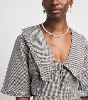 GANNI Cotton Gingham Midi Dress