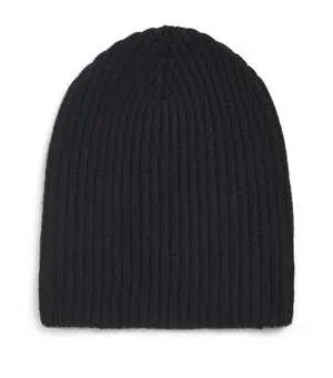 Johnstons Of Elgin Cashmere Ribbed Beanie - Black