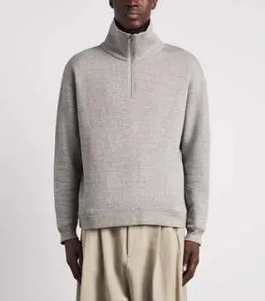 FRAME Wool-cotton Half-zip Funnel Neck Sweater