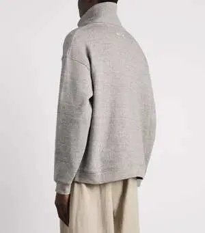 FRAME Wool-cotton Half-zip Funnel Neck Sweater
