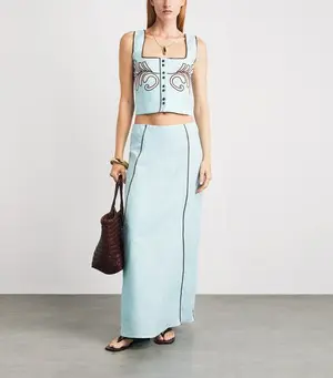 Lug Von Siga Linen Amelia Top With Embroidered Detail