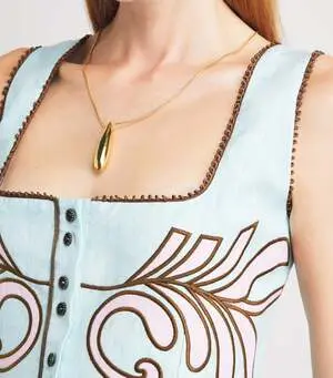 Lug Von Siga Linen Amelia Top With Embroidered Detail