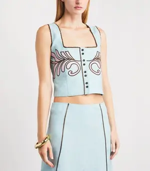 Lug Von Siga Linen Amelia Top With Embroidered Detail
