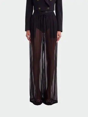 Dolce & Gabbana Silk Palazzo Trousers With Drawstring - Black