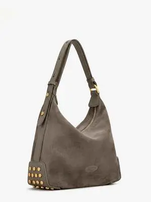 TOD'S Mini Bag Metal Dots Suede Crossbody Bag - Grey