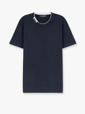 Dolce & Gabbana Cotton T-shirt With Contrasting Profile - Blue