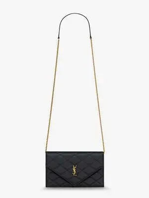 Saint Laurent Paris Leather Crossbody Bag With Metal Cassandre Logo - Black