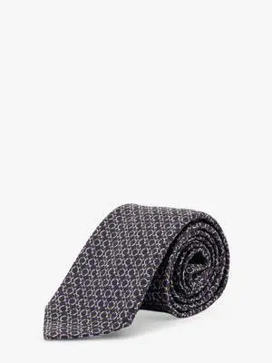 FERRAGAMO Crema Silk Tie With Intreccio Print - Brown