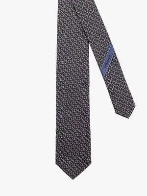 FERRAGAMO Silk Neck Tie With Intreccio Print