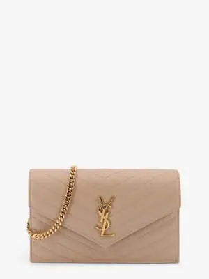 Saint Laurent Leather Shoulder Bag With Metal Cassandre Logo