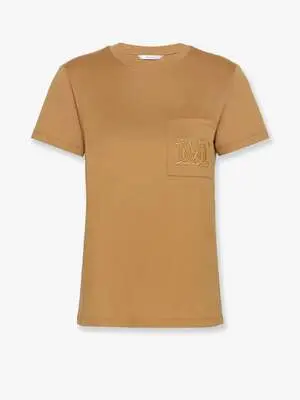 Max Mara Papaia Cotton T-shirt With Monogramma - Beige