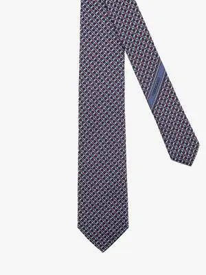 FERRAGAMO Crema Silk Tie With Intreccio Print