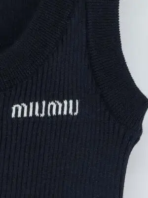 Miu Miu Ribbed Cotton Tank Top