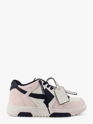 Off-White Out Of Office Leather Sneakers With Iconic Logo On The Side - Pink