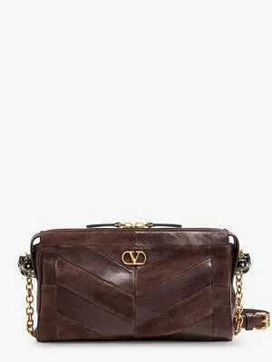 Valentino Garavani Panthea Suede And Leather Crossbody Bag - Brown