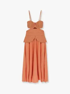 PatBO Sunset Satin Dress With Braided Corset