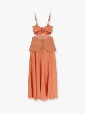 PatBO Sunset Satin Dress With Braided Corset