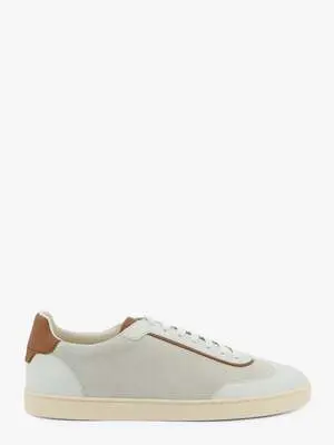 Brunello Cucinelli Low-top Suede And Leather Sneakers - White