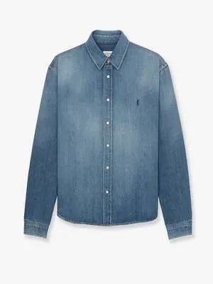 Saint Laurent Cassandre Horizon Denim Shirt - Blue