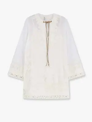Zimmermann Indra Ramie Long Dress With All-over Embroidery - White