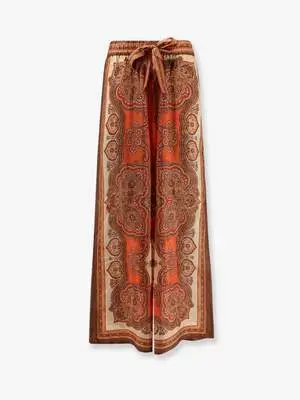 Zimmermann Mahon Silk Trousers With Paisley Print - Orange
