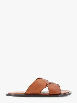 Loewe Flex Leather Sandals With Crisscross Detail - Brown
