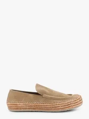 Loewe Rio Suede And Raffia Loafers - Beige