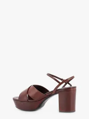 Miu Miu Leather Heeled Sandals With Engraved Logo On The Side