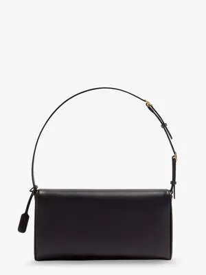 Valentino Garavani Devan Leather Shoulder Bag With Metal Vlogo Signature - Black