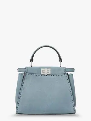 Fendi Peekaboo Mini Leather Crossbody Bag - Blue