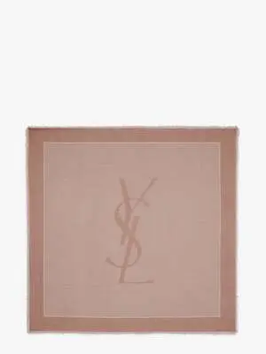 Saint Laurent Cassandre Cashmere And Silk Foulard - Beige