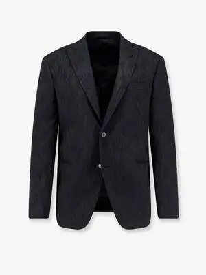 Corneliani Single-breasted Blazer With Embroidery - Black