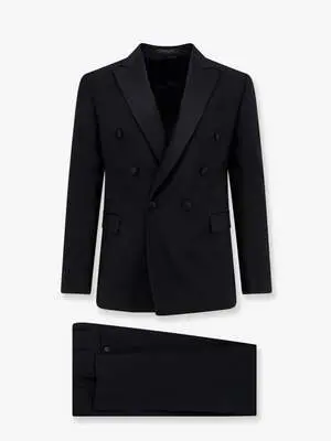 Corneliani Double-breasted Virgin Wool And Mohair Tuxedo - Black