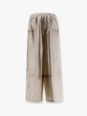 PIERRE-LOUIS MASCIA Silk Trousers With Floral Print - Beige