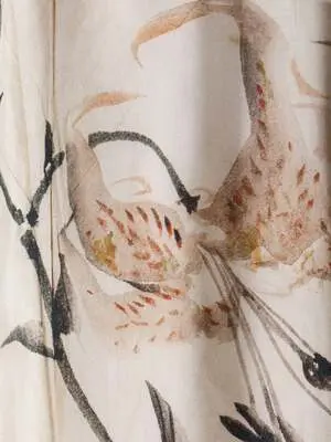 PIERRE-LOUIS MASCIA Silk Trousers With Floral Print - Beige