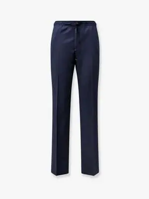 Corneliani Virgin Wool And Silk Trousers - Blue