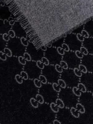 Gucci Double Wool Jacquard Scarf With Gg Motif