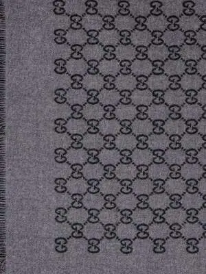 Gucci Double Wool Jacquard Scarf With Gg Motif