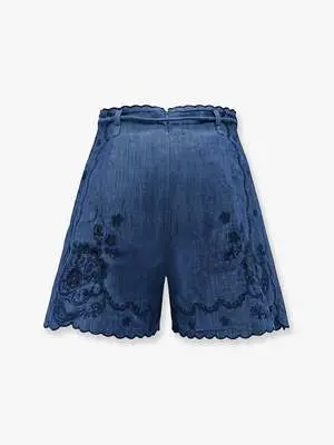 Zimmermann Aster Embroidered Denim Shorts