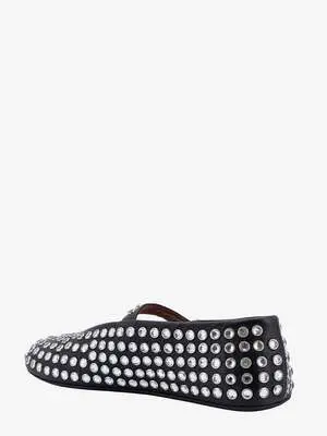 Alaïa Leather Ballet Flats With Rhinestones - Black