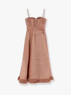 Zimmermann Luna Silk And Linen Blend Midi Dress