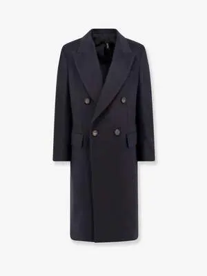 HEVO Cashmere Coat With Satin Lining - Blue