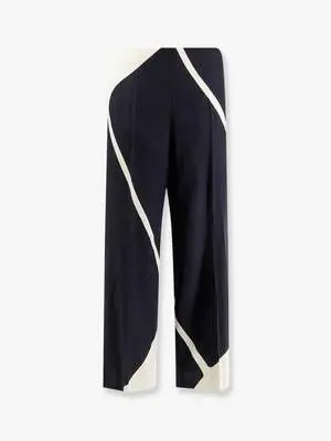 Alberta Ferretti Viscose Trousers With Bicolor Print - Black