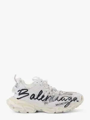 Balenciaga Track Signature Sneakers With Side Logo Print - White